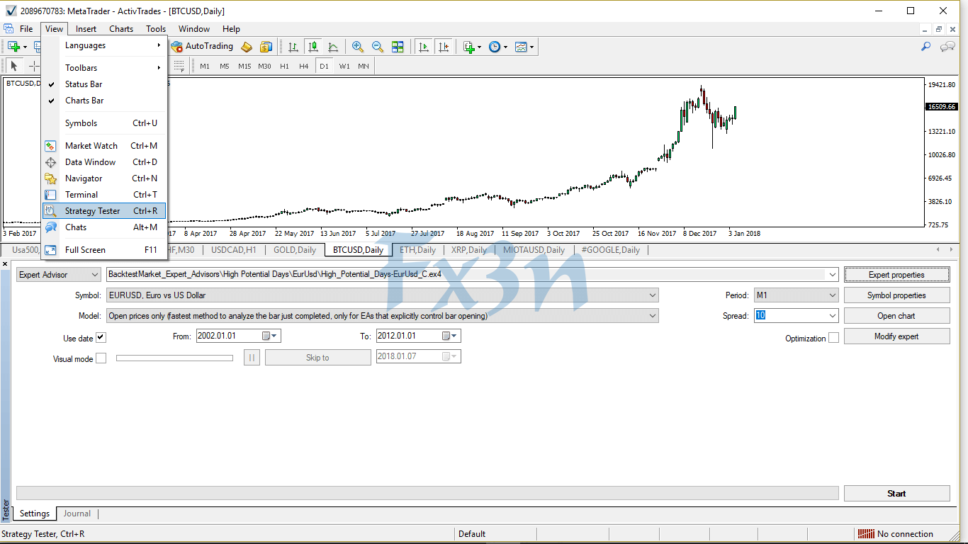 Hướng Dẫn Cách Backtest EA Trên MT4